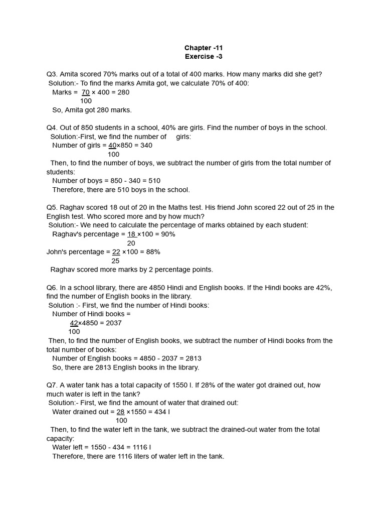 Chapter - 11 Class 5 Word Problem | PDF | Interest | Banks