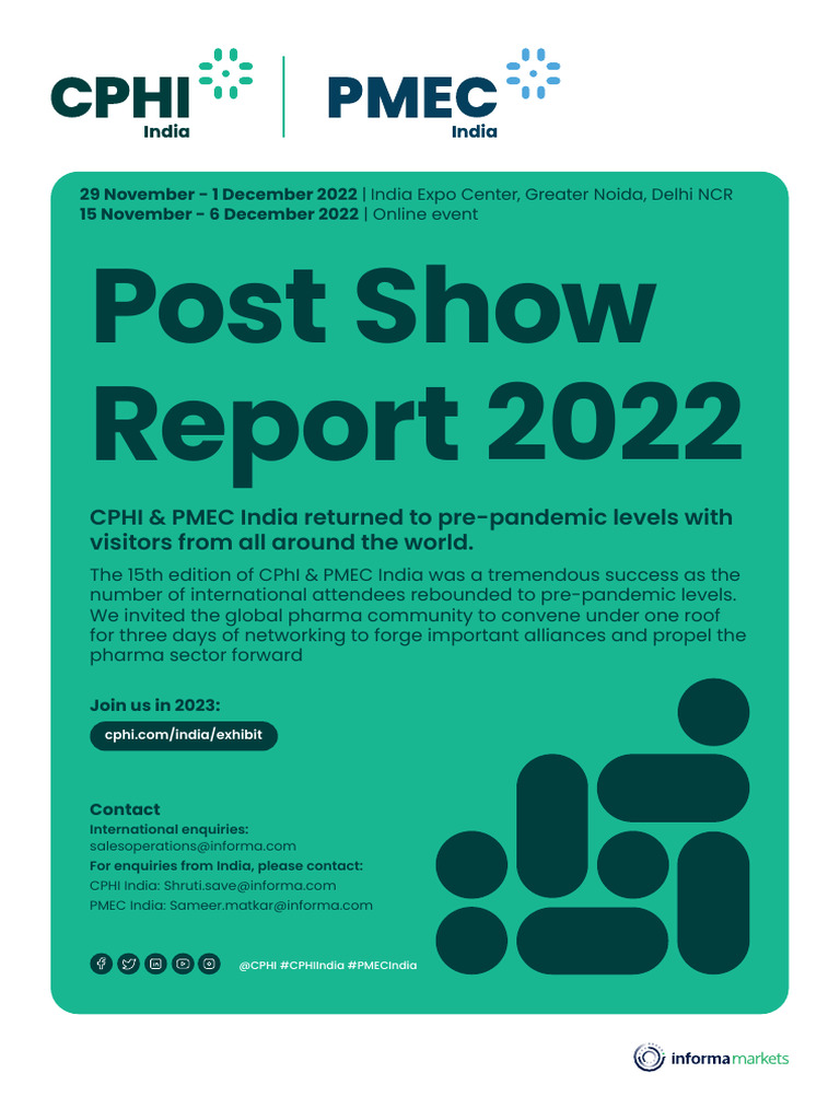 CPHI and PMEC India - Post Show Report 2022 | PDF | Fine Chemical ...