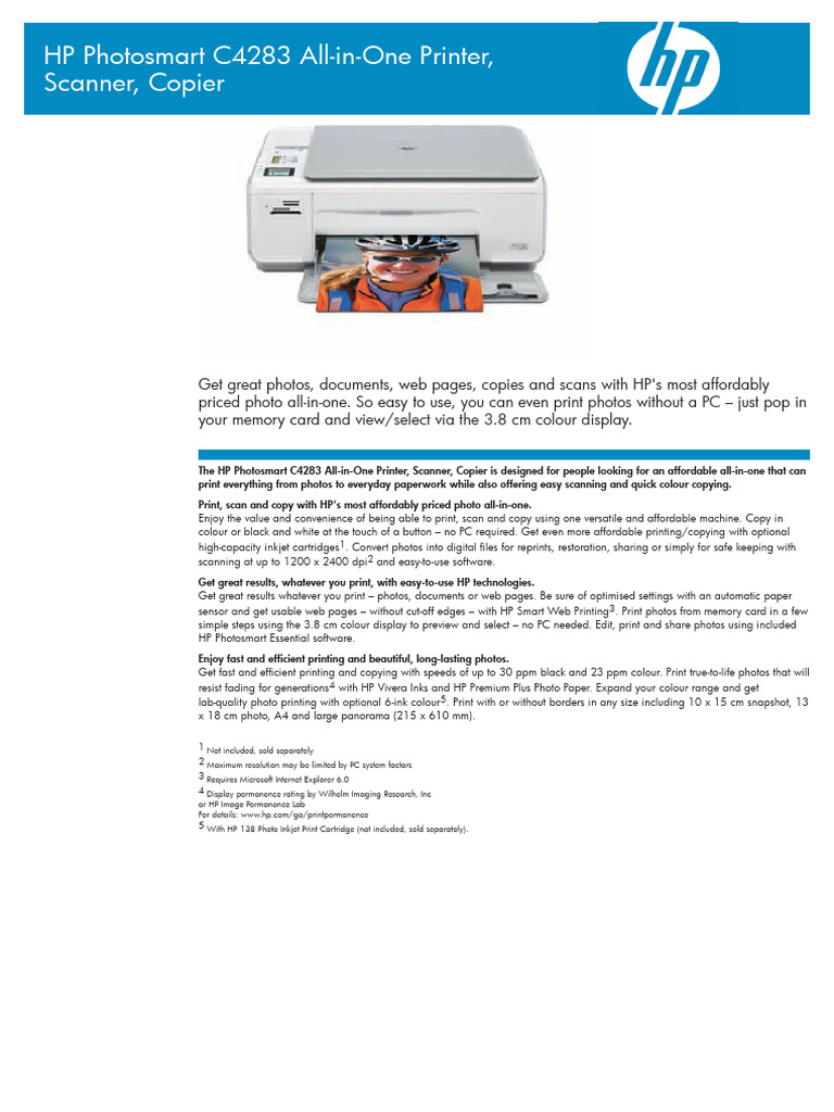 CC210C - HPPC4283 Datasheet | PDF | Image Scanner | Printer (Computing)