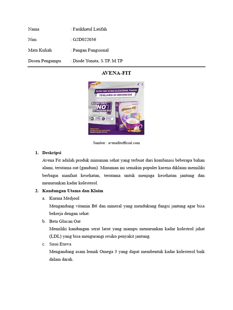 Farikhatul Latifah 036 Pangan Fungsional | PDF