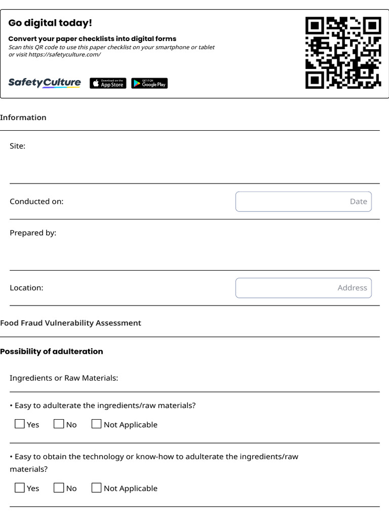 VACCP Template - SafetyCulture | PDF