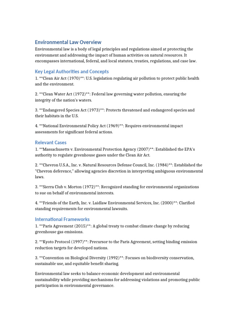Overview of Environmental Law Principles | PDF