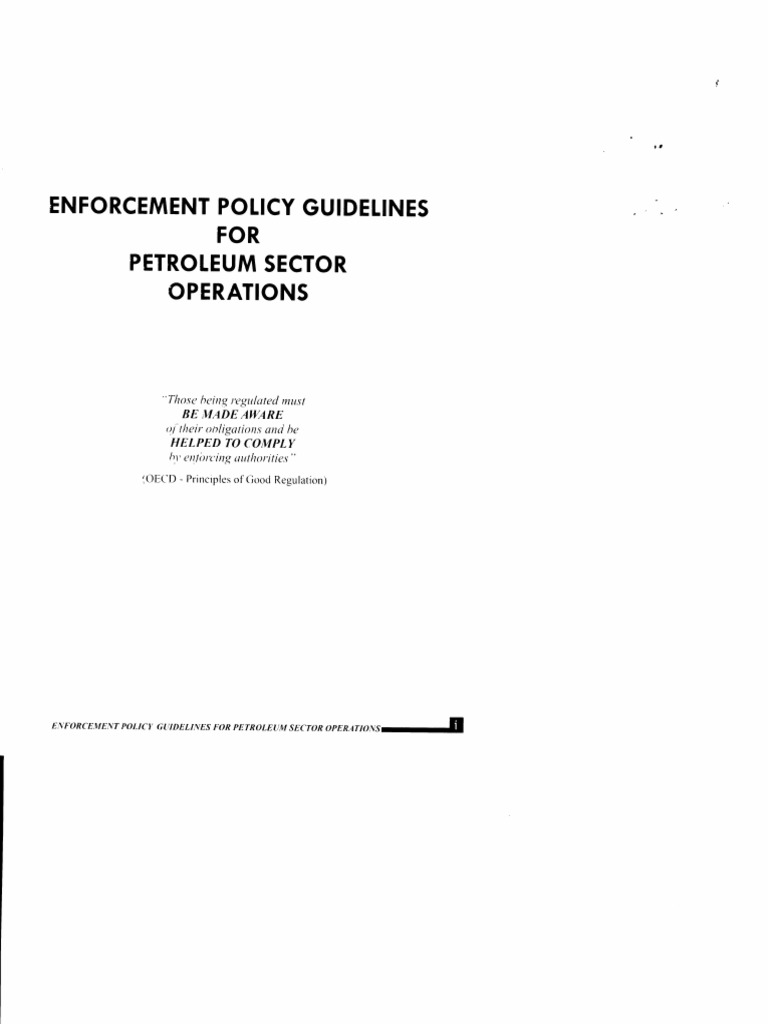 Enforcement Policy Guidelines For Petroleum Sector Operations - 160ab ...