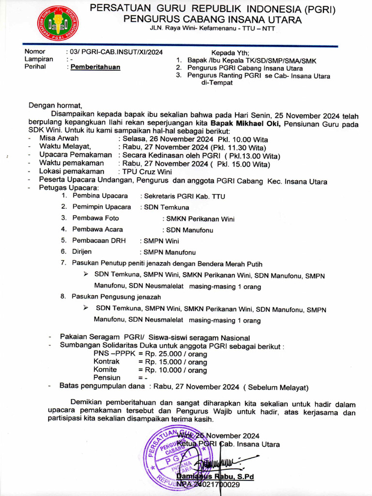 Pemberitahuan Mihkael Oki | PDF