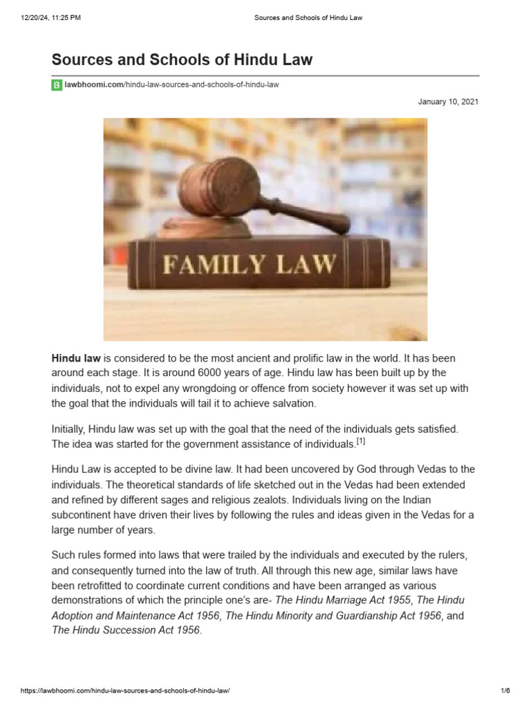 Sources and Schools of Hindu Law | PDF | Vedas | Equity (Law)
