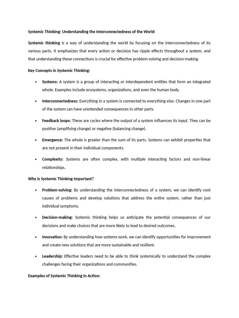 Systemic Thinking | PDF | System | Sustainability