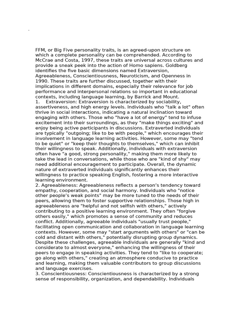 Five-Factors-Model | PDF | Extraversion And Introversion | Anxiety