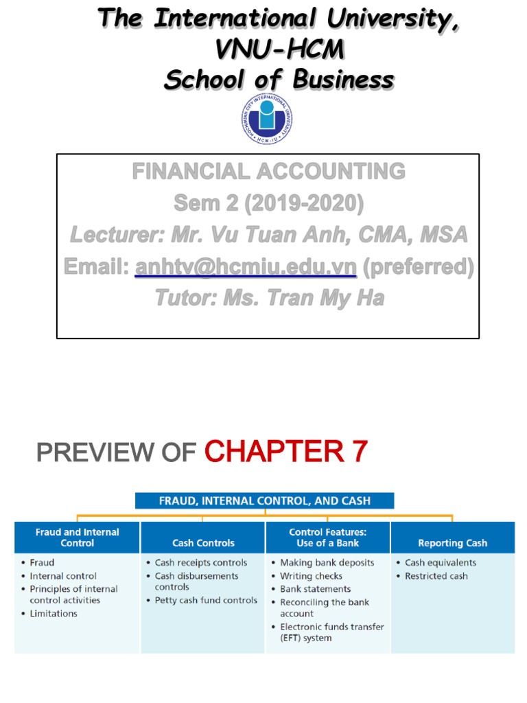 Lecture 07 - Internal Control and Cash | PDF | Cheque | Internal Control