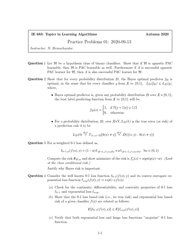 IE 683 PracticeProblems Set 1 | PDF | Support Vector Machine | Artificial Intelligence