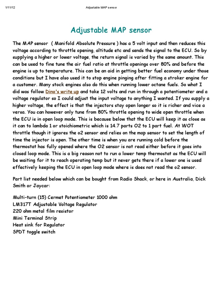 Adjustable MAP Sensor | PDF | Throttle | Fuels