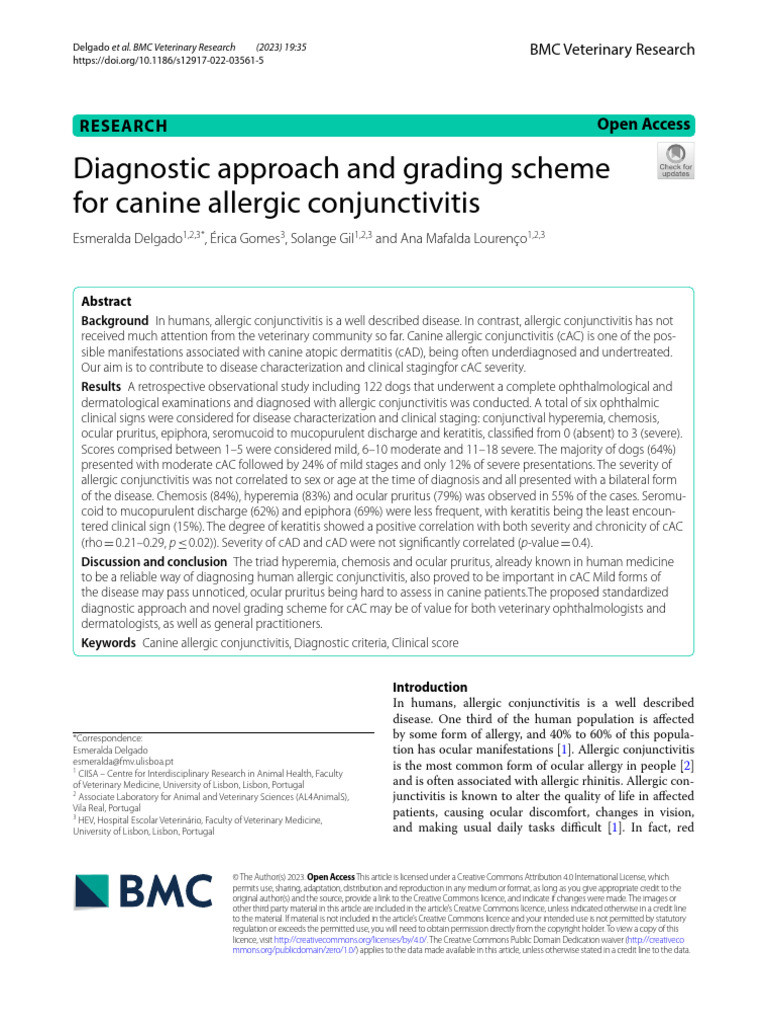Diagnostic Approach and Grading Scheme For Canine Allergic ...
