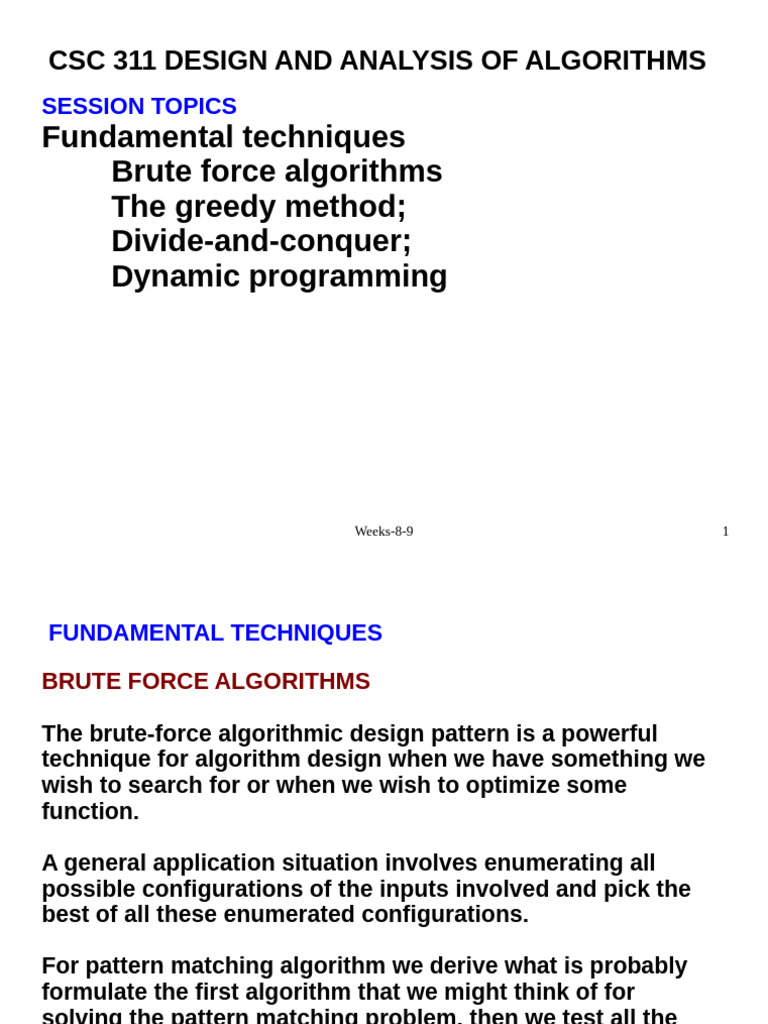 Analysis and Design of Algoritms WK 8-9 | PDF | Combinatorics | Applied ...