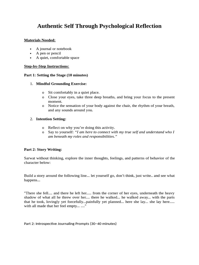 Authentic Self Through Psychological Reflection | PDF | Thought | Cognition