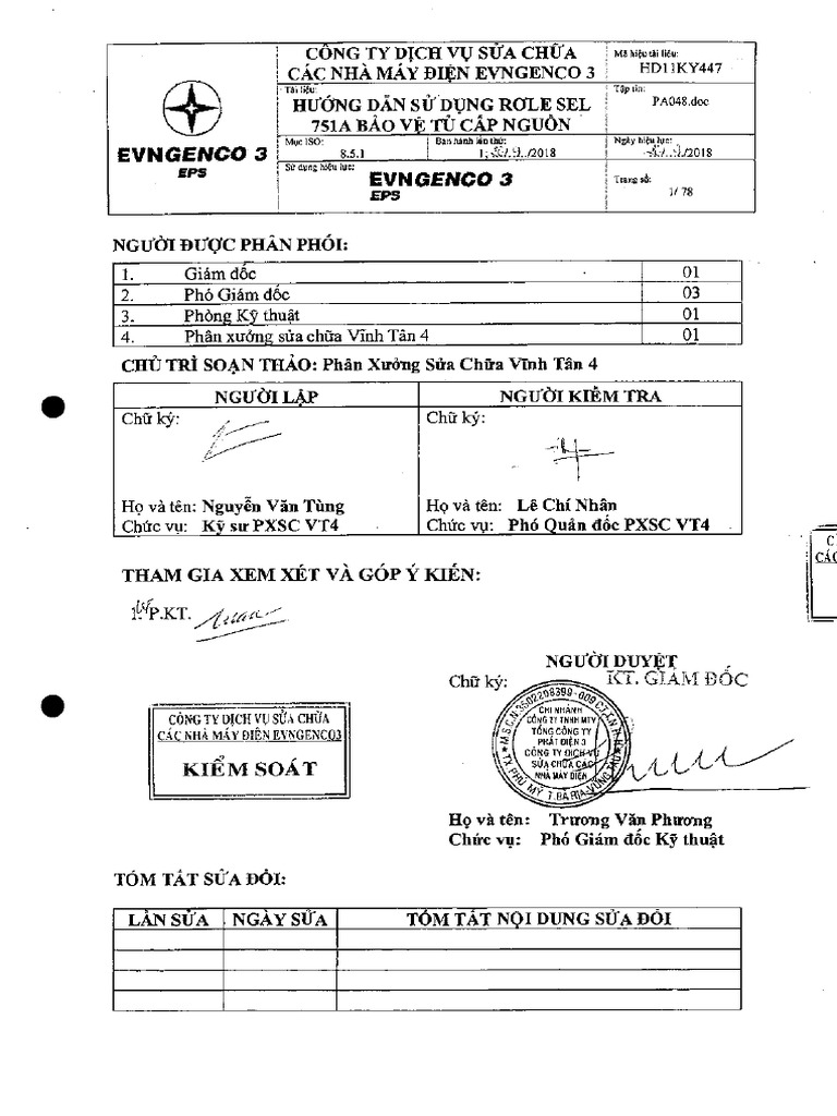 HD11KY447 HD Sử Dụng Role SEL 751A Bảo Vệ Tủ Cấp Nguồn | PDF