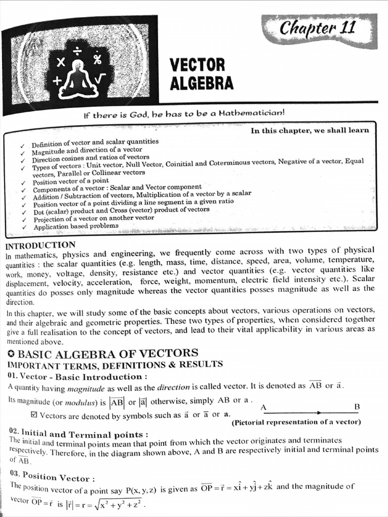 Chapter Vector Algebra and 3d Geometry | PDF