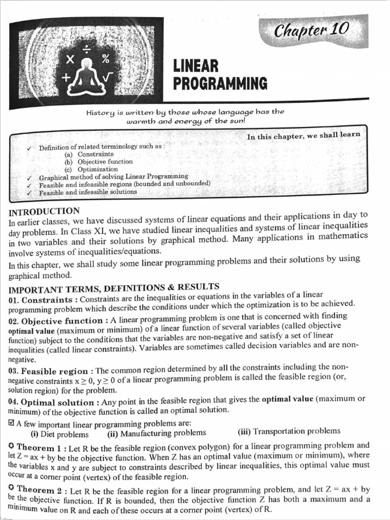 Chapter LINEAR PROGRAMMING Problems CBSE | PDF
