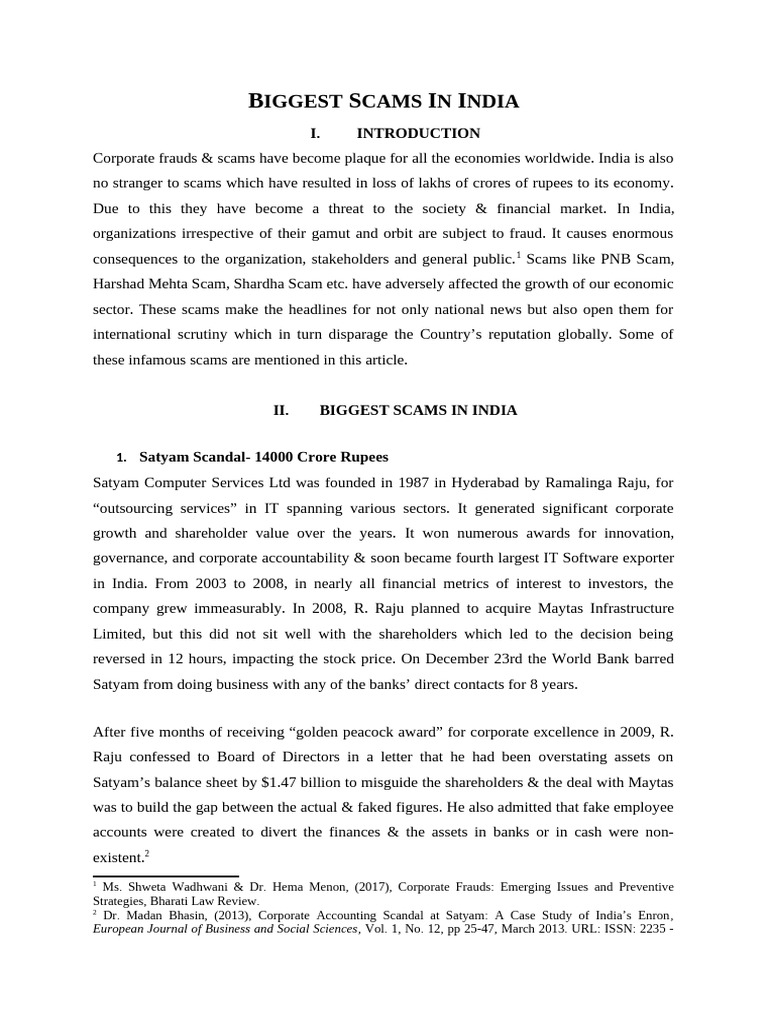 Biggest Scams in India | PDF