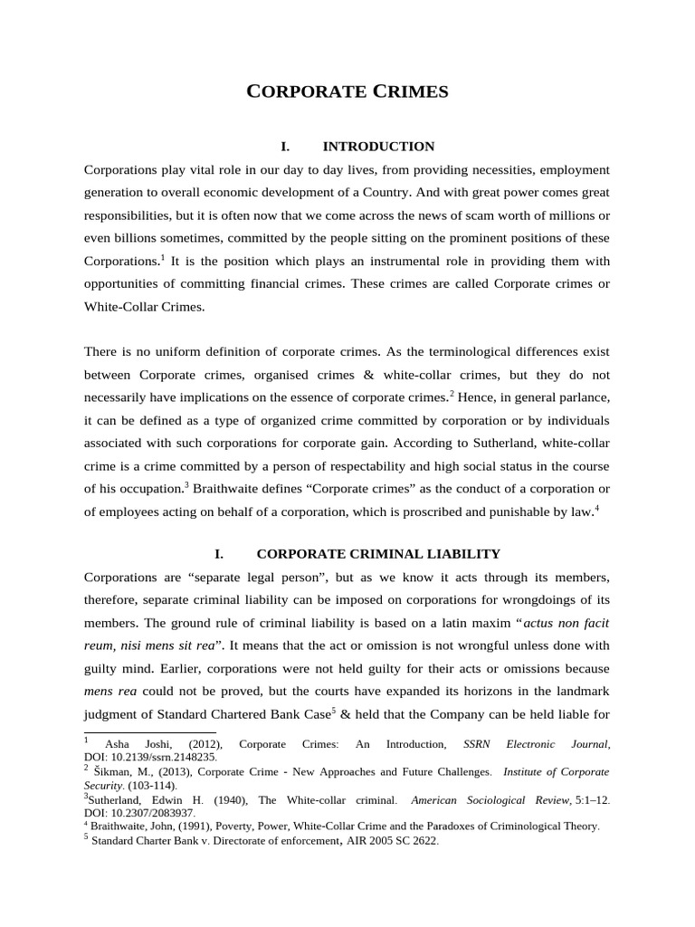CORPORATE CRIMES | PDF | Crimes | Crime & Violence