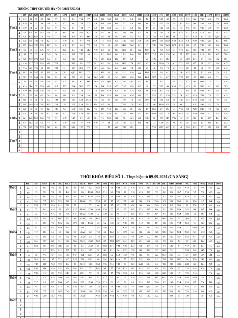 TKB So 1 Thuc_hien_tu 06..09.24 (Chính Thức) | PDF