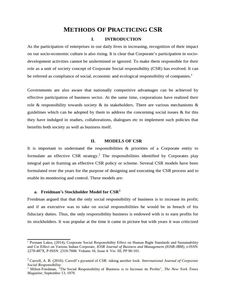 Methods of Practicing CSR | PDF | Corporate Social Responsibility | Policy