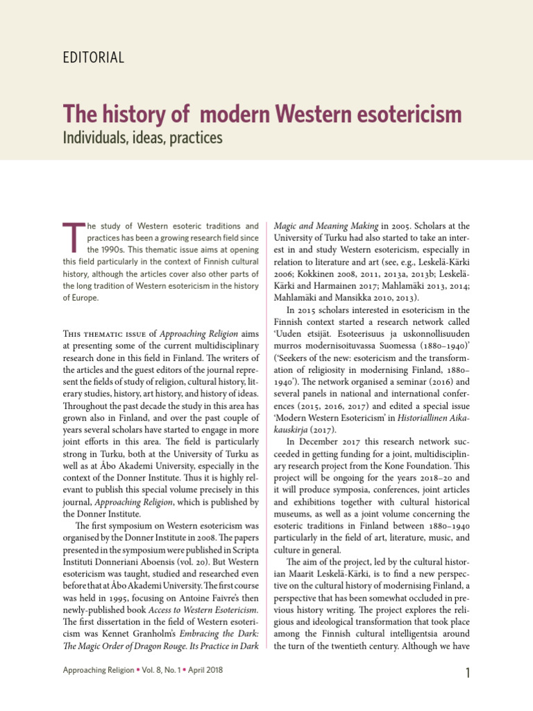 Editorial The History of Modern Western | PDF | Western Esotericism ...