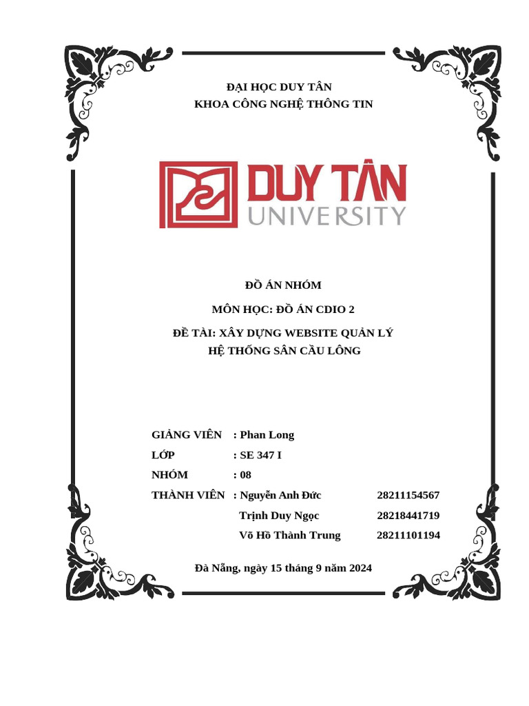 CDIO 2 - Nhóm 08 | PDF