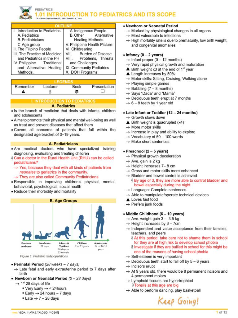 Pedia 1.01 Introduction To Pediatricts and Its Scope Dr. Ramirez | PDF ...