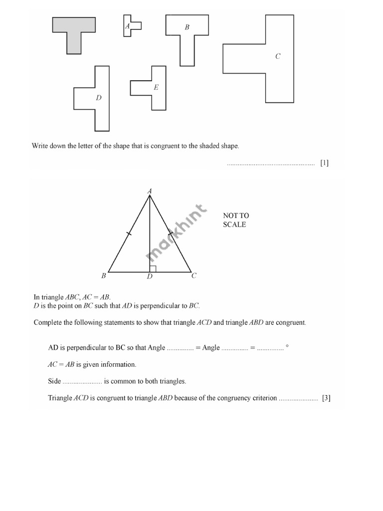 IGCSE Congruent Figures Practice Problems | PDF