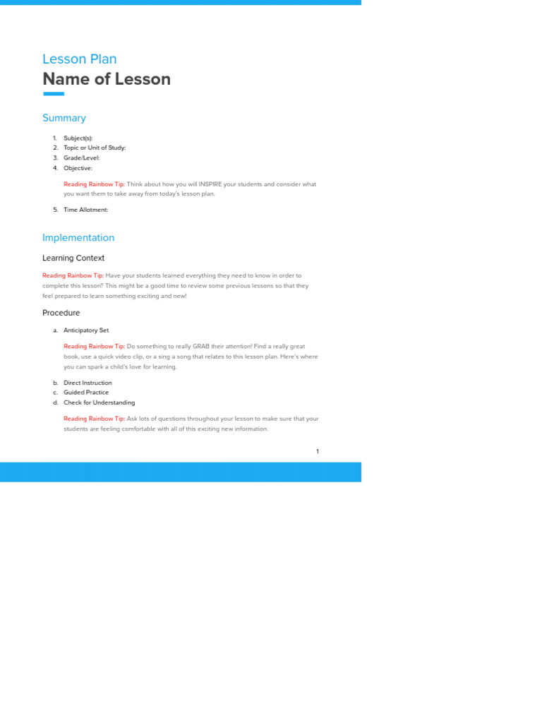 Lesson plan - Google Docs | PDF