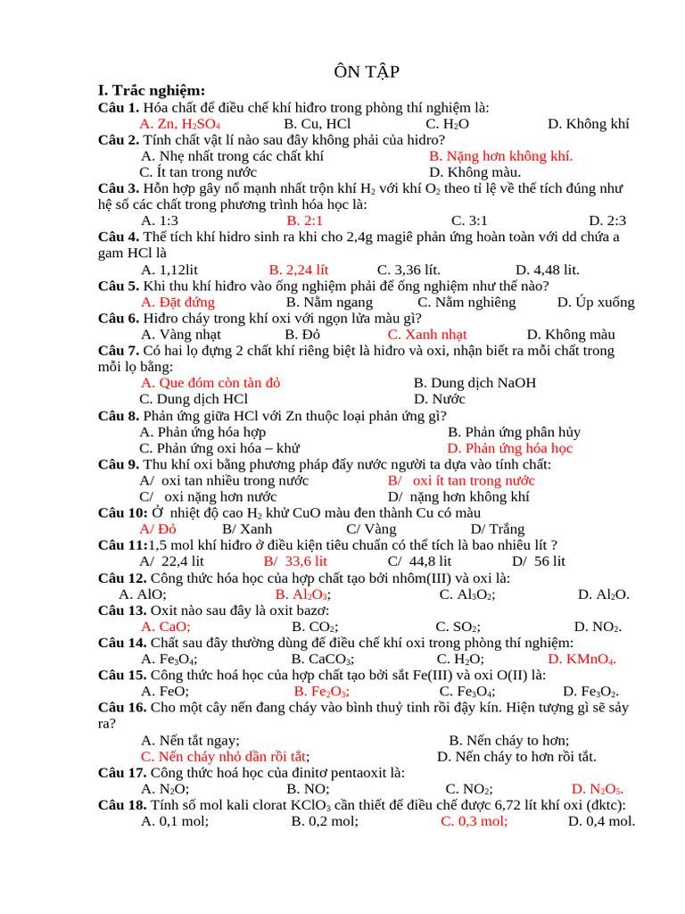 Ontap Hoa 8 Giua k2 | PDF