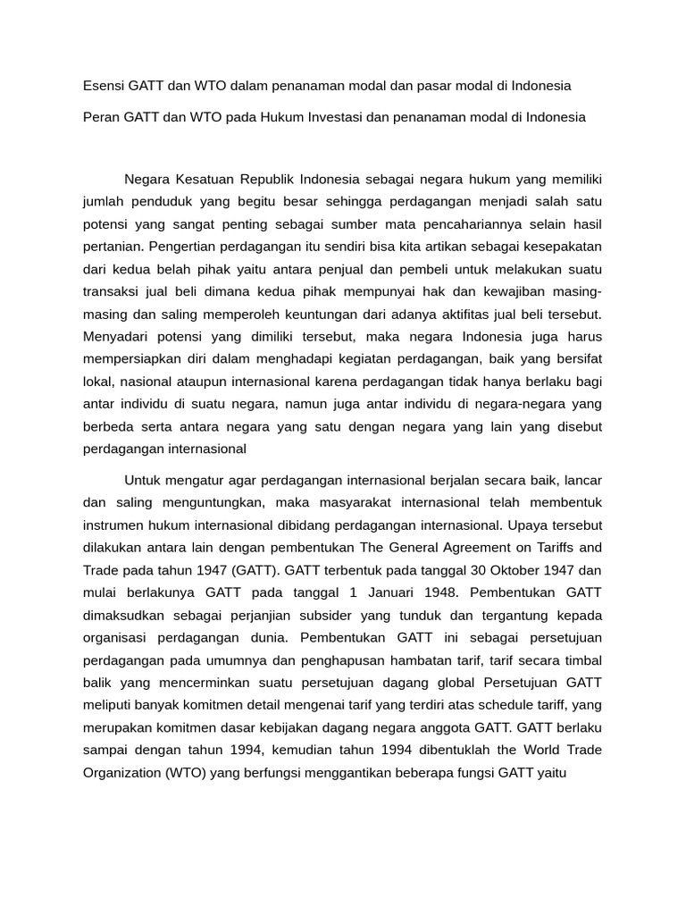 PERAN GATT dan WTO | PDF