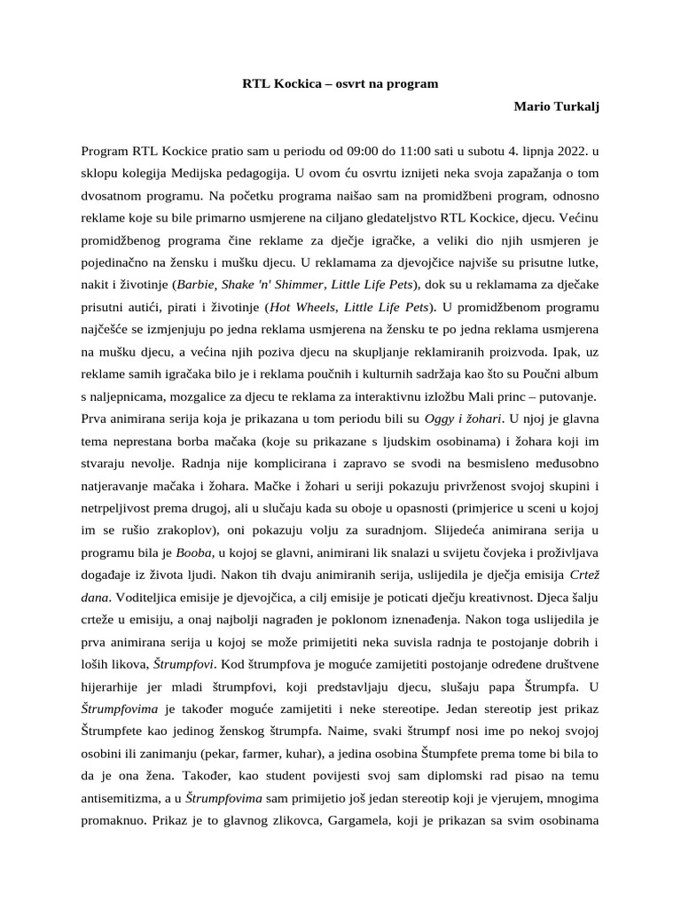 RTL Kockica - Osvrt | PDF