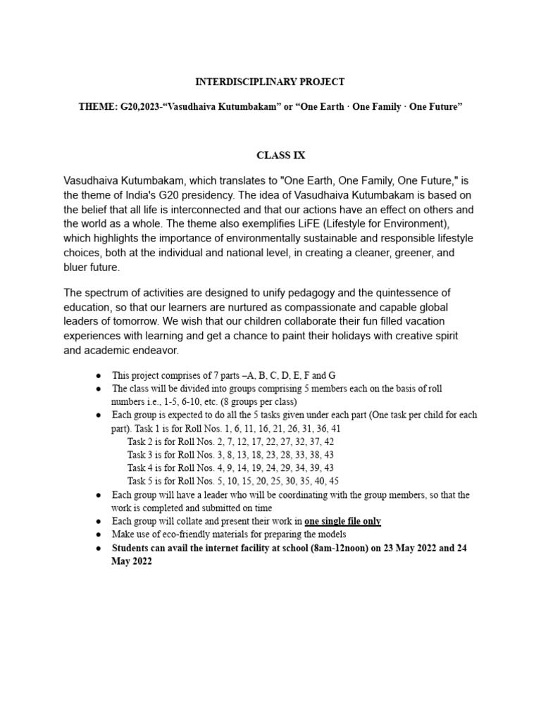 G20 2023: Interdisciplinary Class IX Project | PDF | United Nations Environment Programme ...