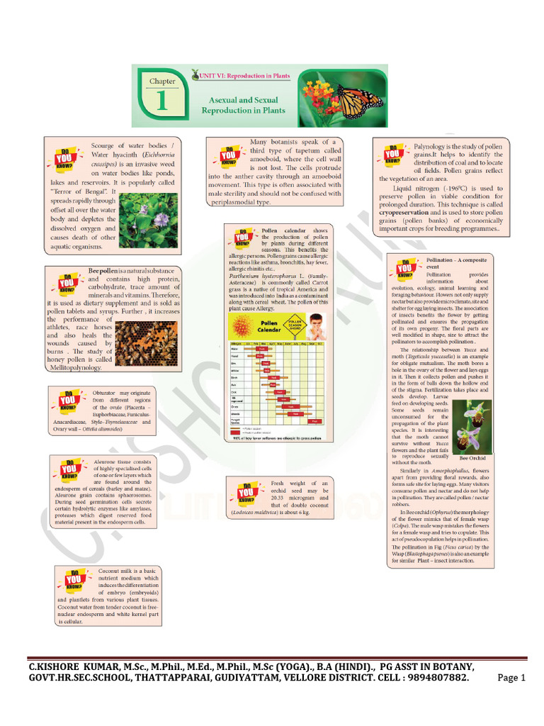 12th Bio Botany Do You Know Study Materials | PDF
