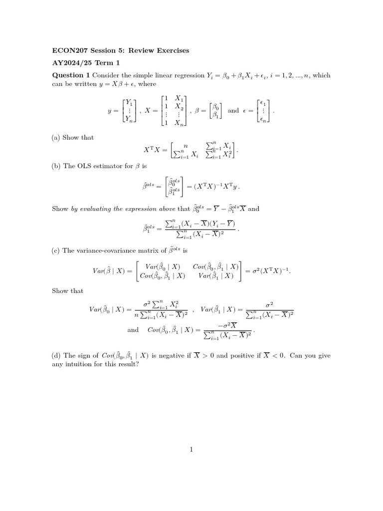 ECON207-Session-05-Review-Exercise | PDF | Ordinary Least Squares | Numerical Analysis