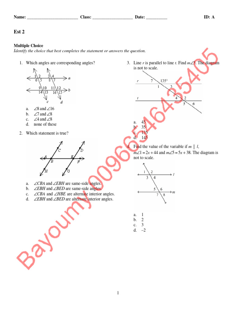 Est2 Revision2 | PDF | Triangle | Euclidean Geometry