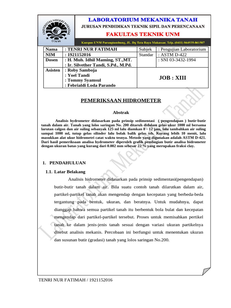 Job 13 Hidrometer | PDF