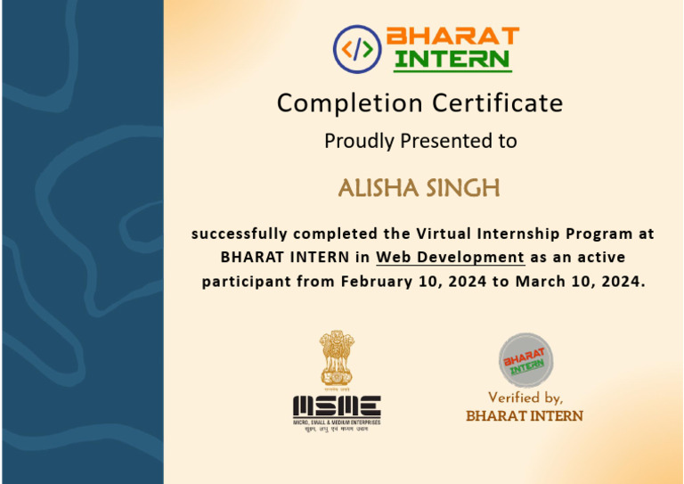 Bharat Intern Cert | PDF