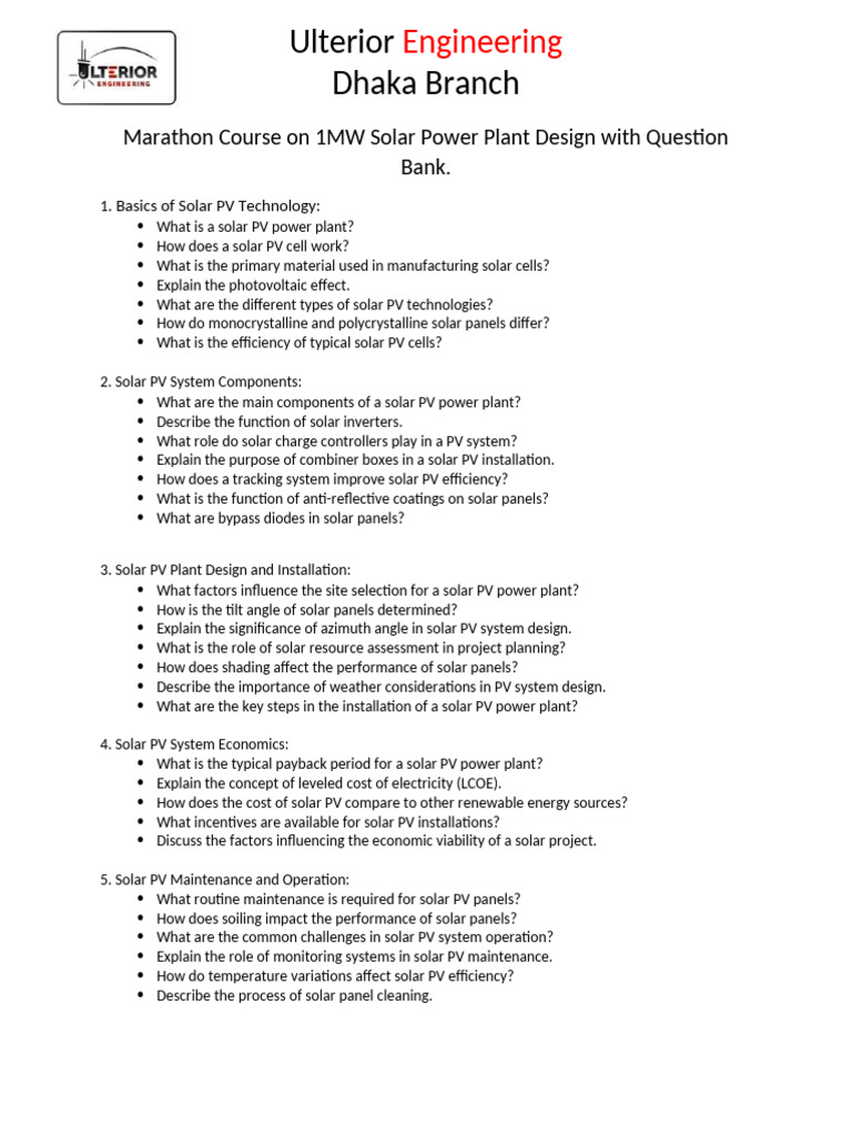 Solar PV System Question | PDF | Solar Power | Photovoltaics