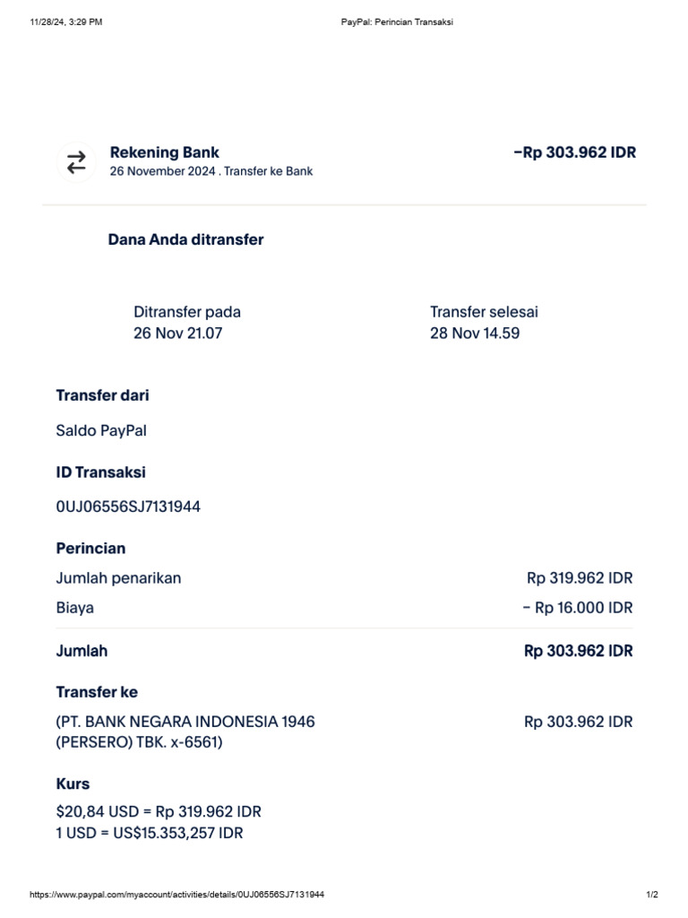 PayPal - Perincian Transaksi | PDF