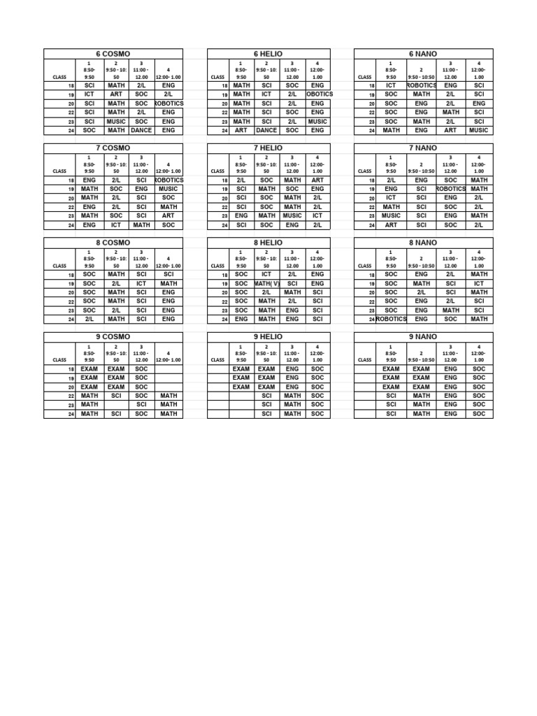 April Month Time Table - Sheet4 | PDF