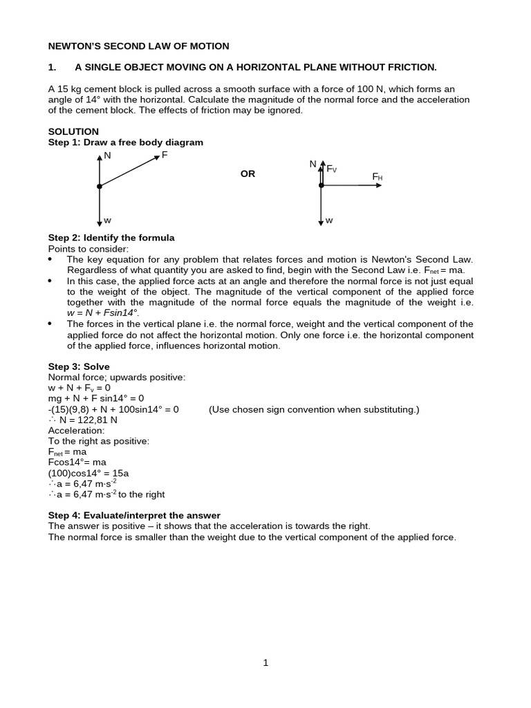 NEWTON S SECOND LAW - Solutions | PDF | Force | Tension (Physics)
