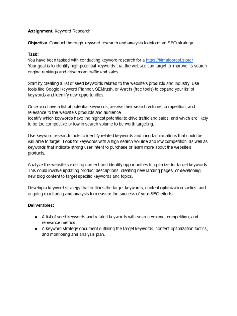 Assignment - Keyword Research | PDF