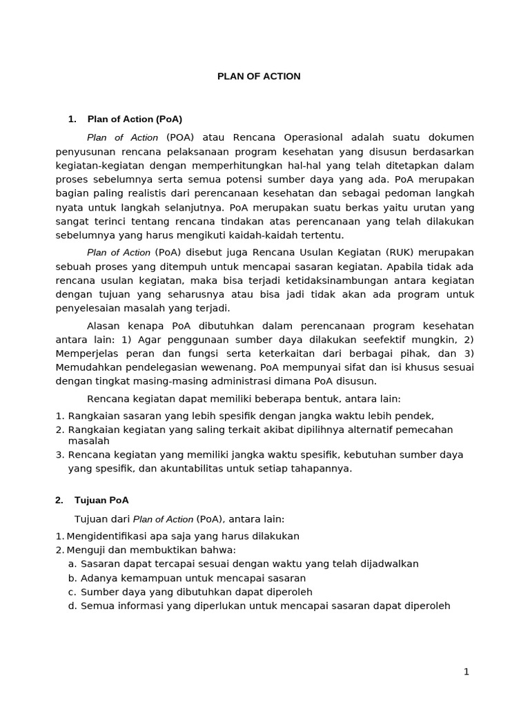 Plan of Action | PDF