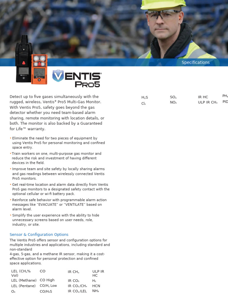 Ventis Pro5 Multi-Gas Monitor Overview | PDF | Carbon Dioxide ...