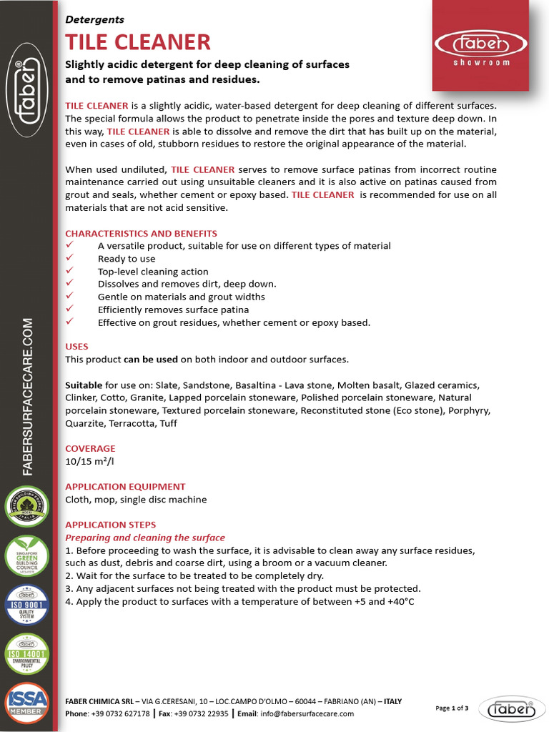 TILE CLEANER Rev 5 TDS EN CLP | PDF | Tile | Materials
