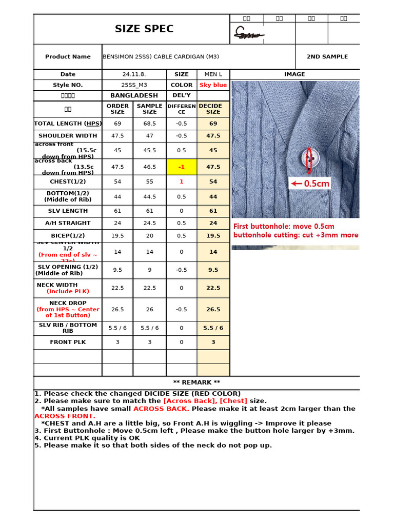 1111 BSM (25SS M3) Cable Cardigan Main Order (Men) | PDF | Clothing ...