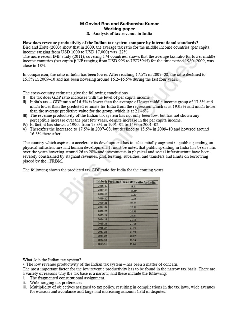 Working Paper M Govind Rao Sudhanshu Kumar Part 2 | PDF | Taxes ...