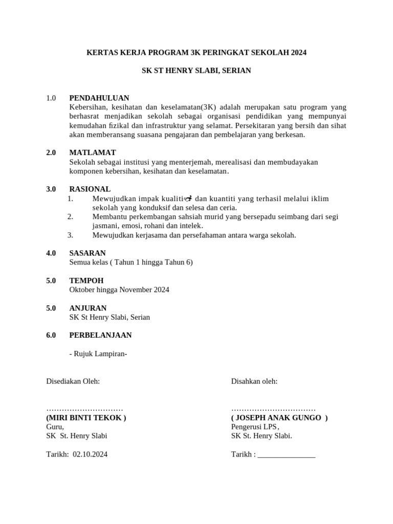 Kertas Kerja 3K | PDF