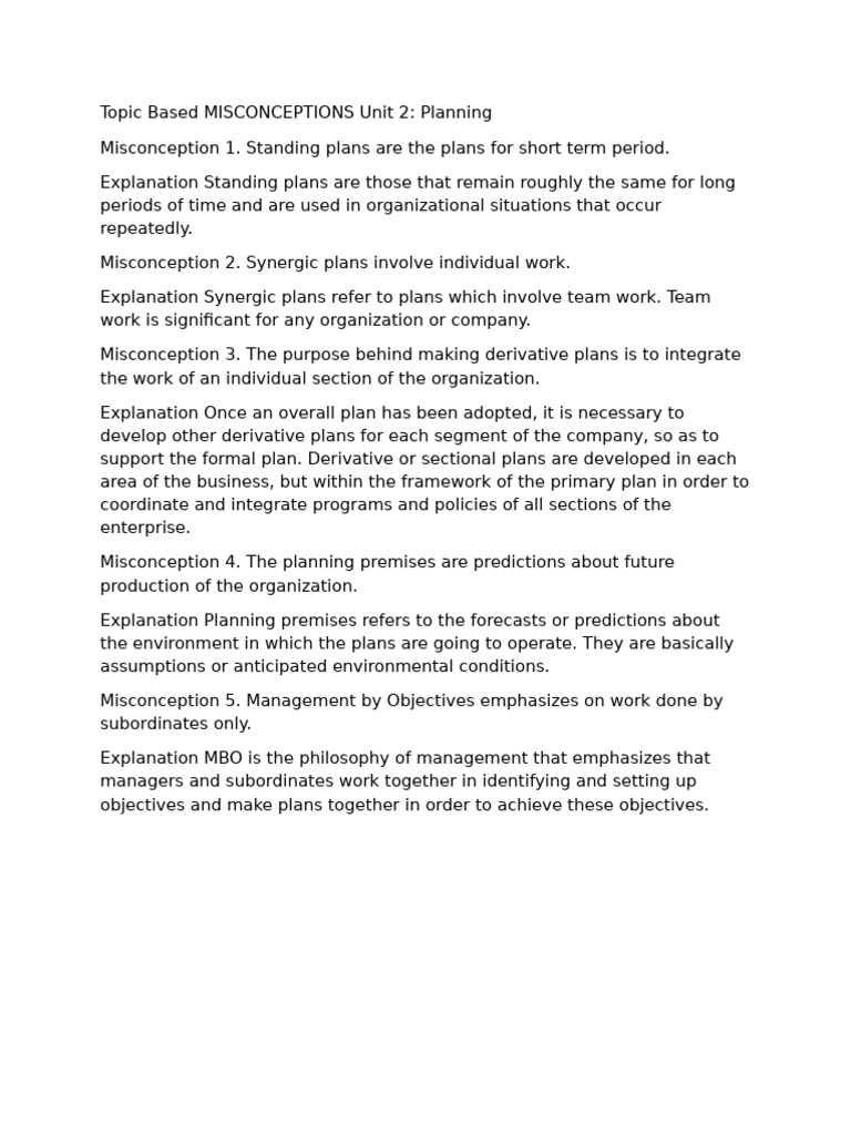 Pre-Learning Misconceptions - Planning | PDF